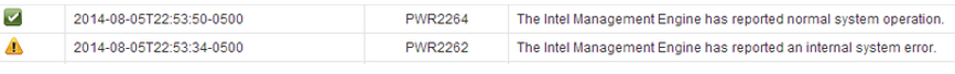 13G PowerEdge Server, PWR2262 "The Intel Management Engine has reported ...