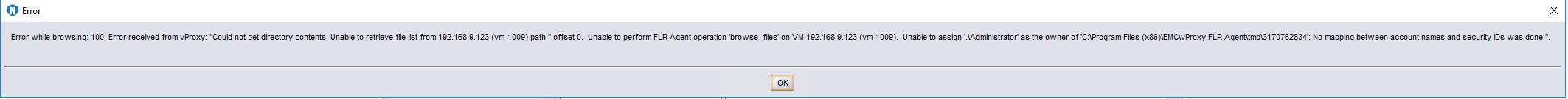 Nvp Vproxy Flr Browse Fails With Error No Mapping Between Account Names And Security Ids Was