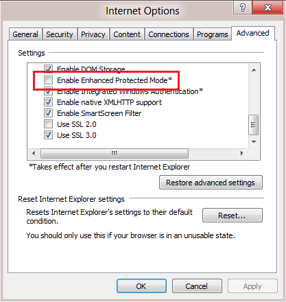 Remove Protected Mode : How to disable Enhanced Protected Mode – AZZU