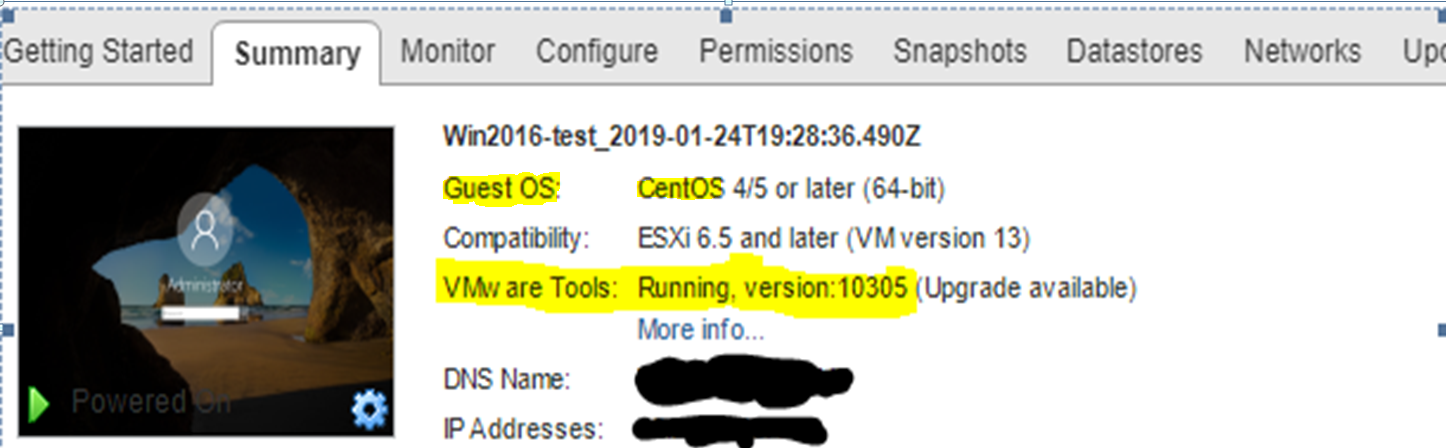 Cloud DR using Failover to vCenter option shows Windows Machine running ...