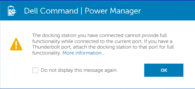 DCPM Thunderbolt warning message after installing the latest system ...