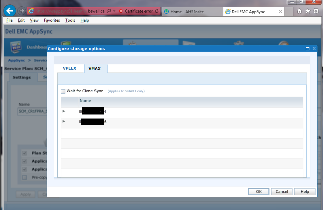 AppSync: VMAX2 Arrays displayed in Configure Storage Settings without being added to AppSync ...