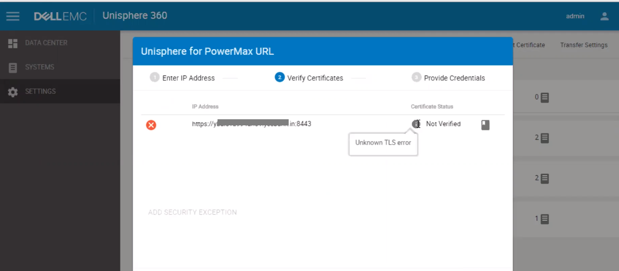 Unisphere For Powermax Unable To Add Unisphere For Powermax Instance In Unisphere 360 With Fqdn
