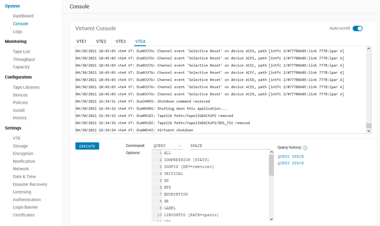DLm8500 - The DLm Console's scrollable window has no place to request ...