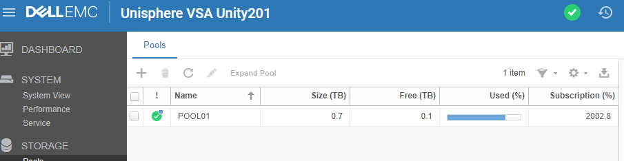 Dell EMC Unity : Pool size is showing over subscription (Customer ...