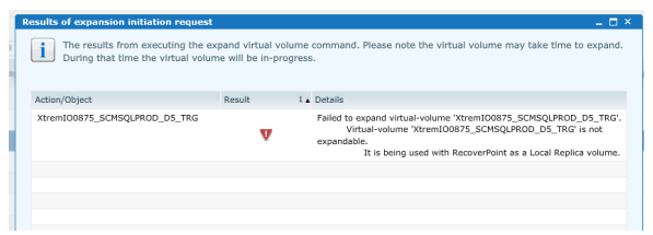 VPLEX: Unable to expand virtual-volume protected by RecoverPoint | Dell US