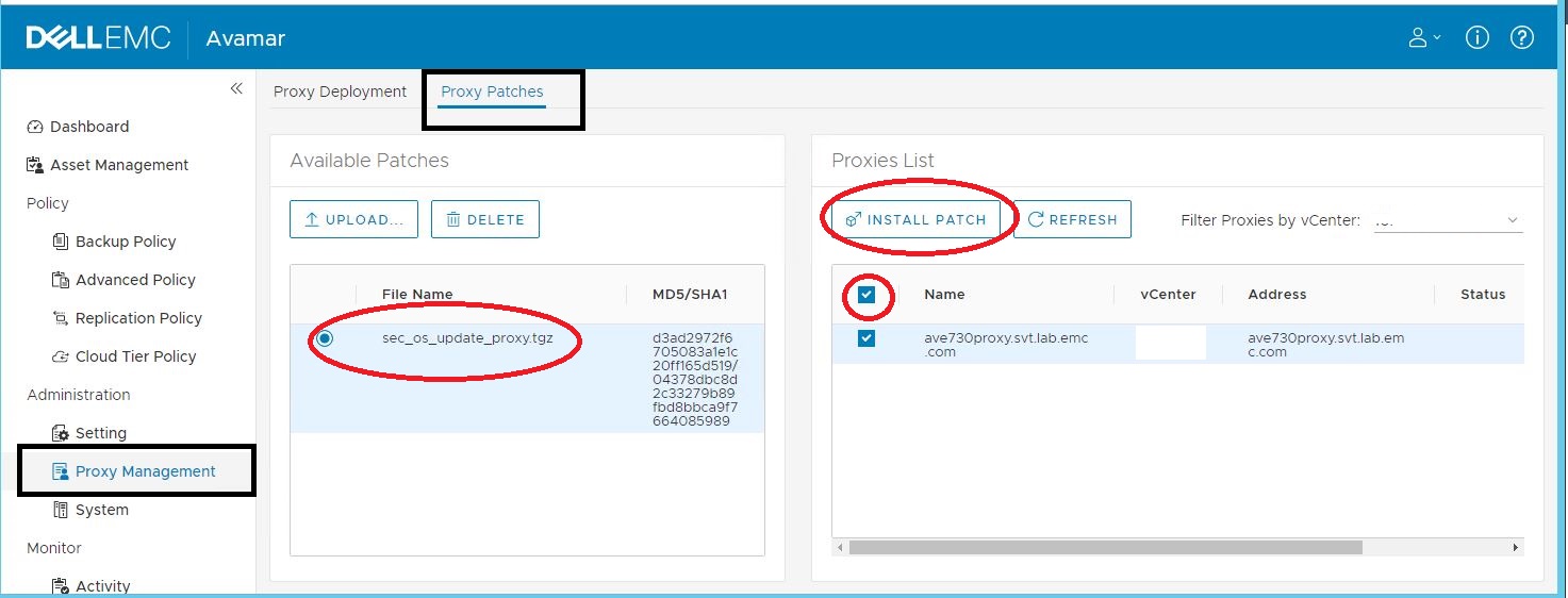 Avamar How To Install Hotfix On Avamar Proxy Using Aui Dell Us