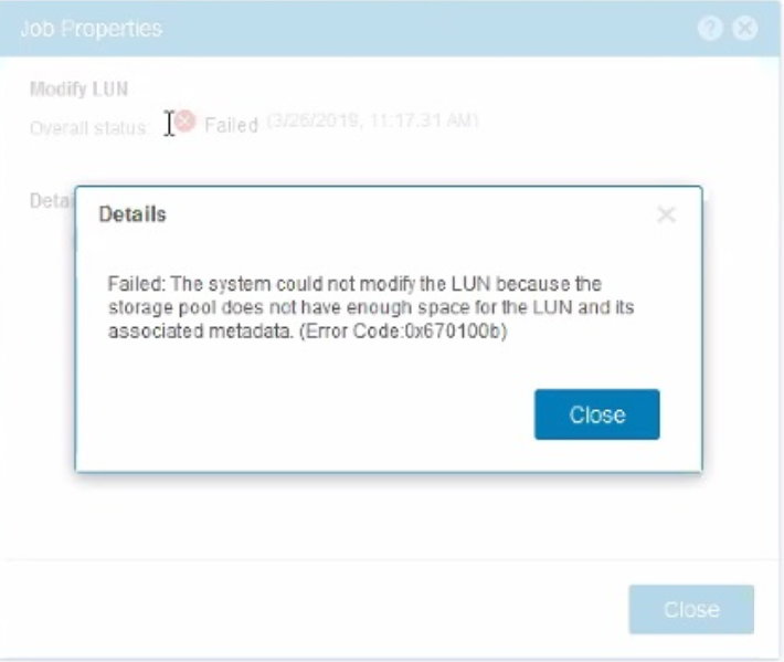 Dell Emc Unity Pool Lun Expansion Fails With Error Code 0x670100b Dell Emc Correctable Dell Us