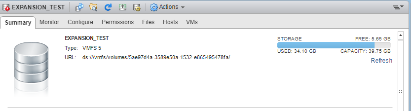 Dell Emc Unity Expanding A Vmware Datastore With A Running Vm Fails User Correctable Dell Us