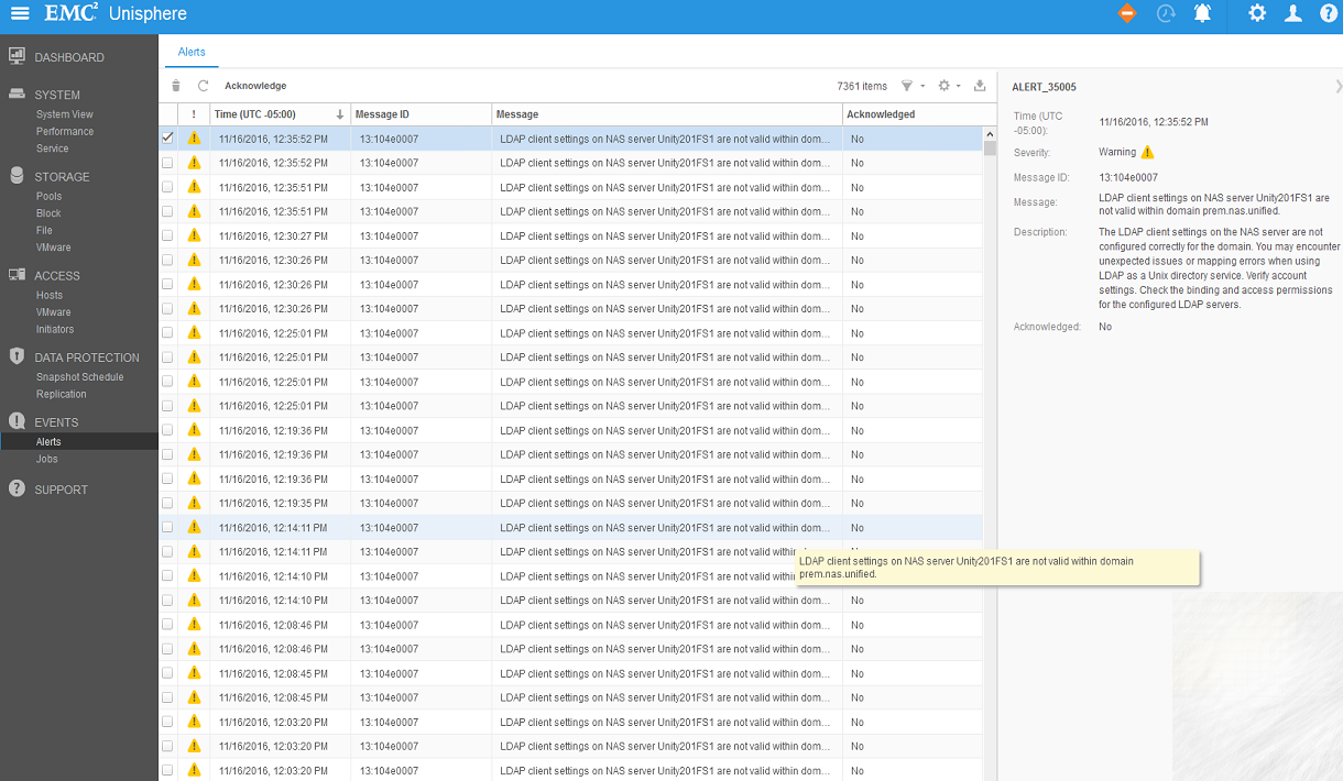 Dell Emc Unity Removal Of All Alerts In Unisphere Events Alerts User Correctable Dell Us