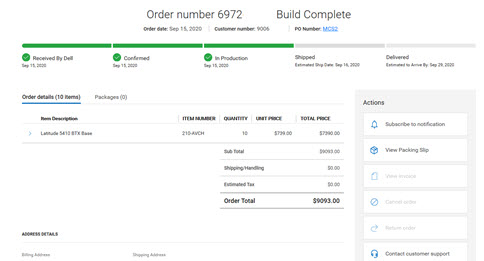 Premier: eSupport - Order Status | Dell US