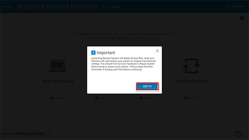 Restore your system using Dell SupportAssist OS Recovery | Dell Canada