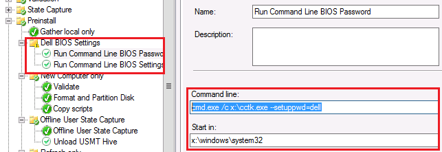 在 Microsoft 部署工具包或 System Center Configuration Manager 中运行 Dell Command ...