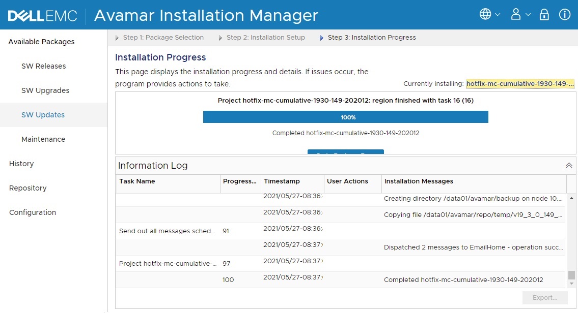 How to install an Avamar .avp hotfix using Avamar Installer (AVI) | Dell US
