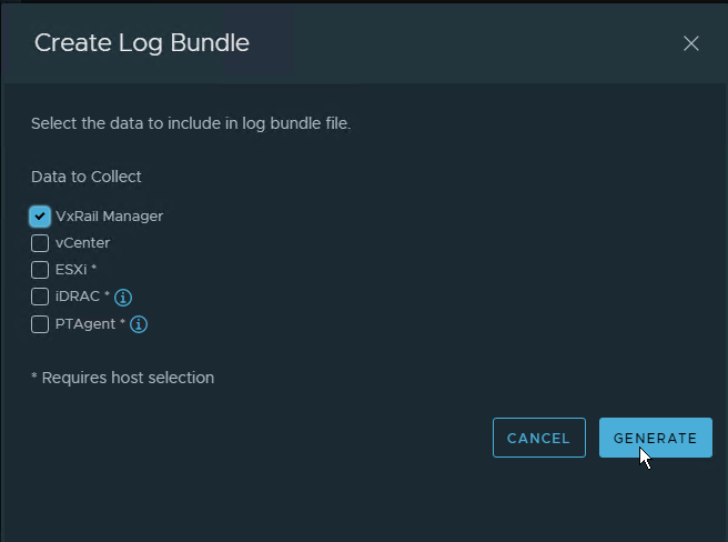 Dell EMC VxRail: How to generate a support bundle within the vSphere ...