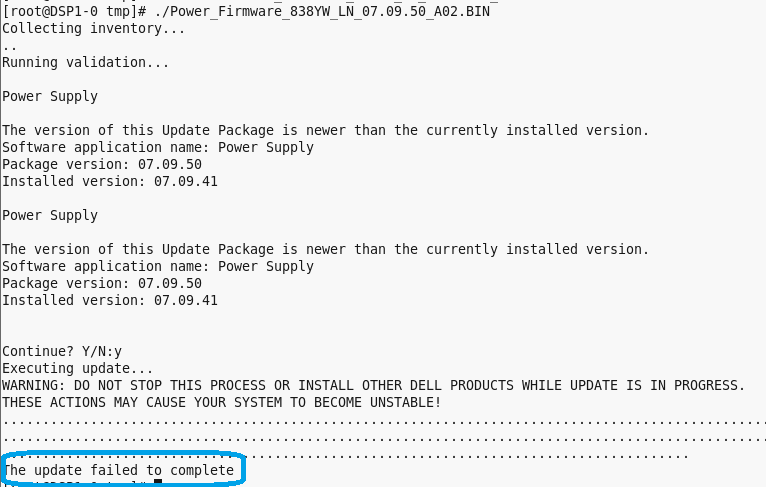 Dell PowerEdge: Error “The update failed to complete” en Support Live ...