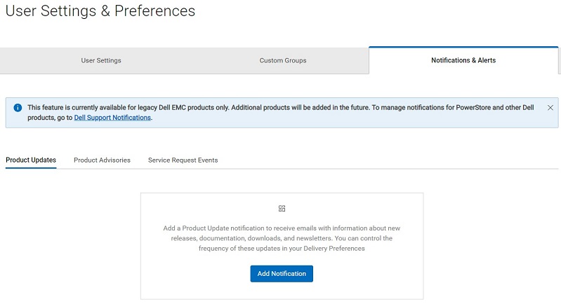 Add Notification to Product Updates for Notifications and Alerts | Dell US