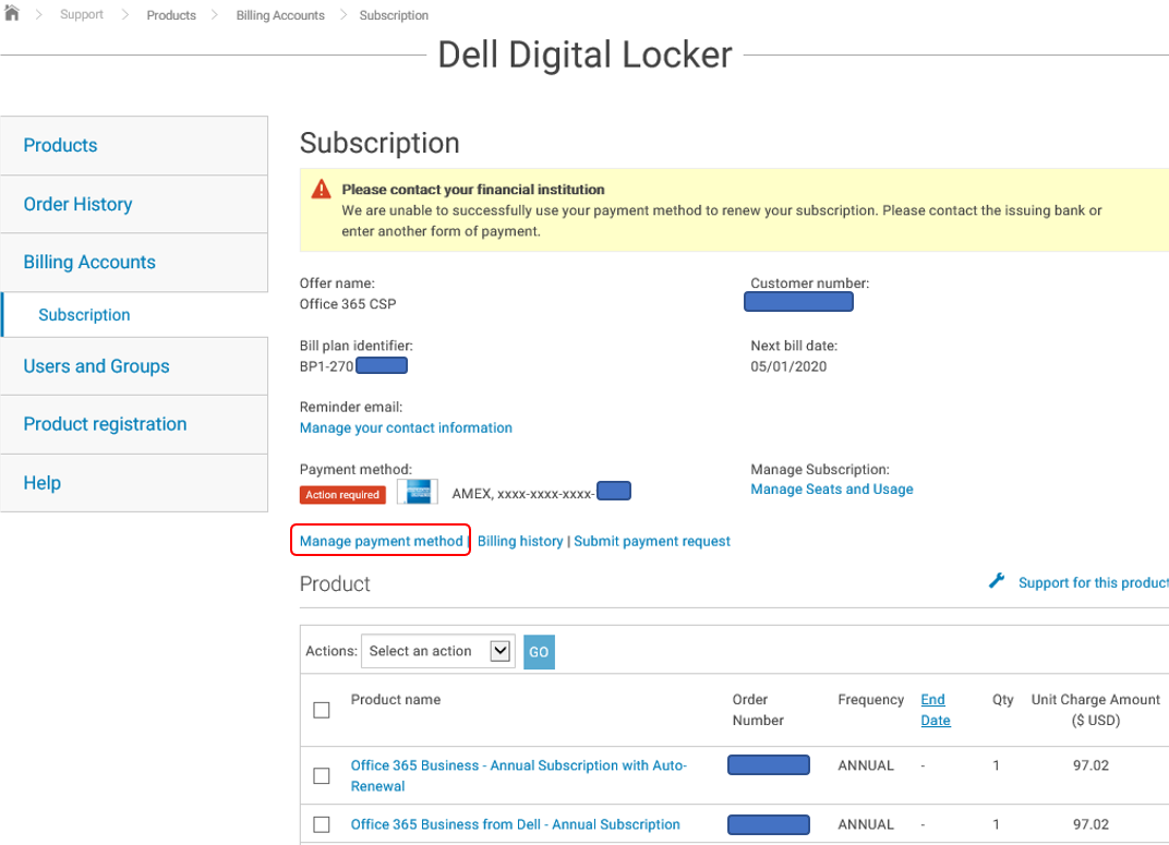 Dell Digital Locker: Change Office M365 Subscription Credit Card ...