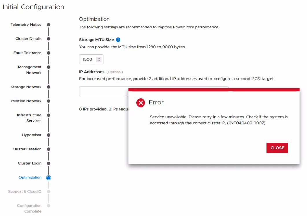 Powerstore Powerstore Manager User Interface Ui Opens The Initial Configuration Wizard Icw