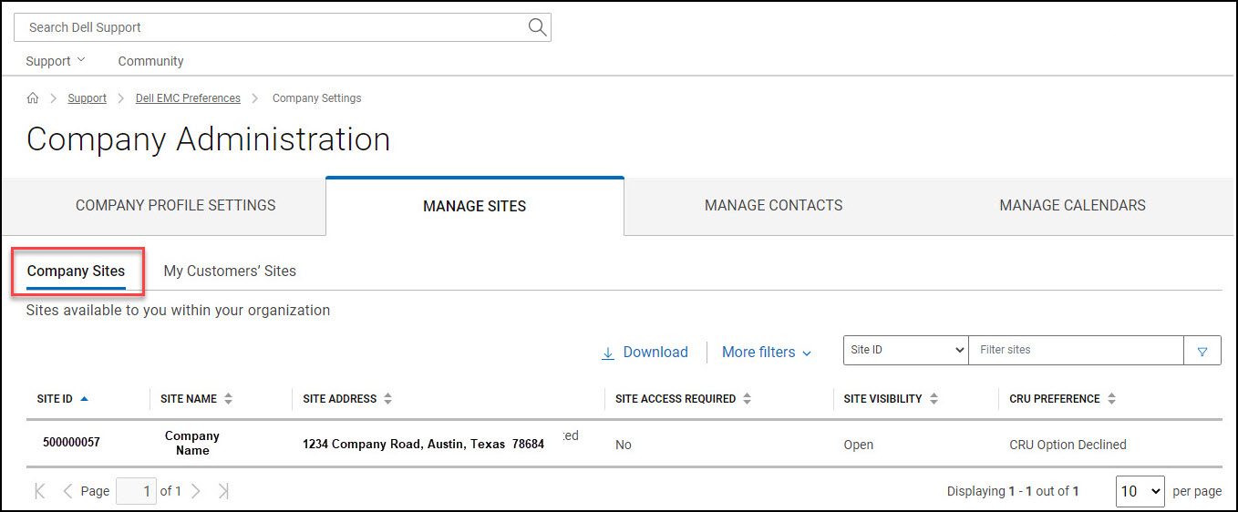 Company Administration - View and Manage Sites & Contacts | Dell US