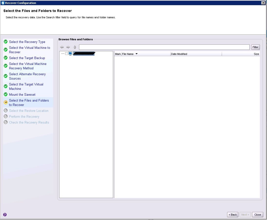 Nvp Vproxy File Level Recovery Browse Shows No Data After Mount In The Flr Browse Session The