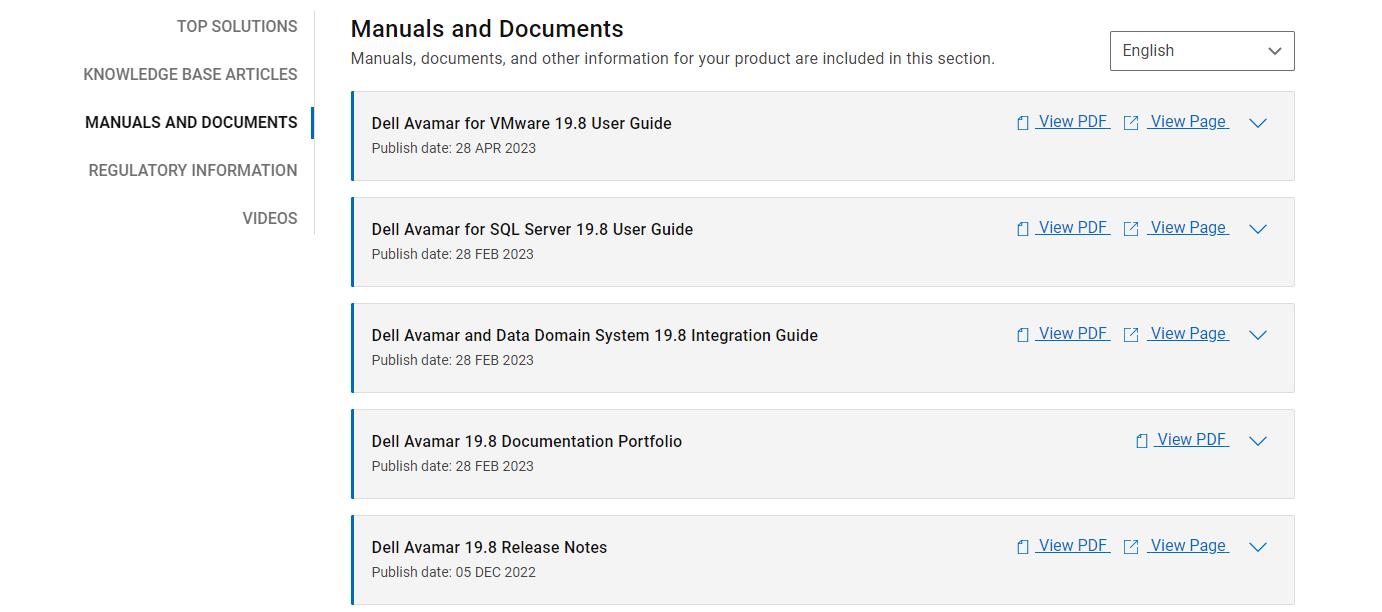 How to locate Avamar documentation on the Dell Support site | Dell US
