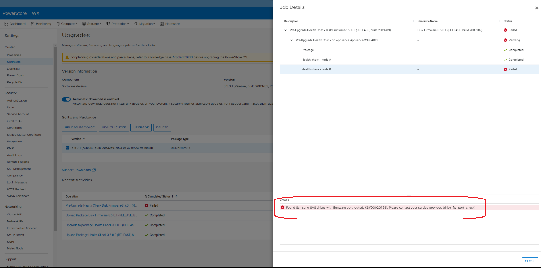 PowerStore: Pre-Upgrade Health Check for locked firmware port in ...
