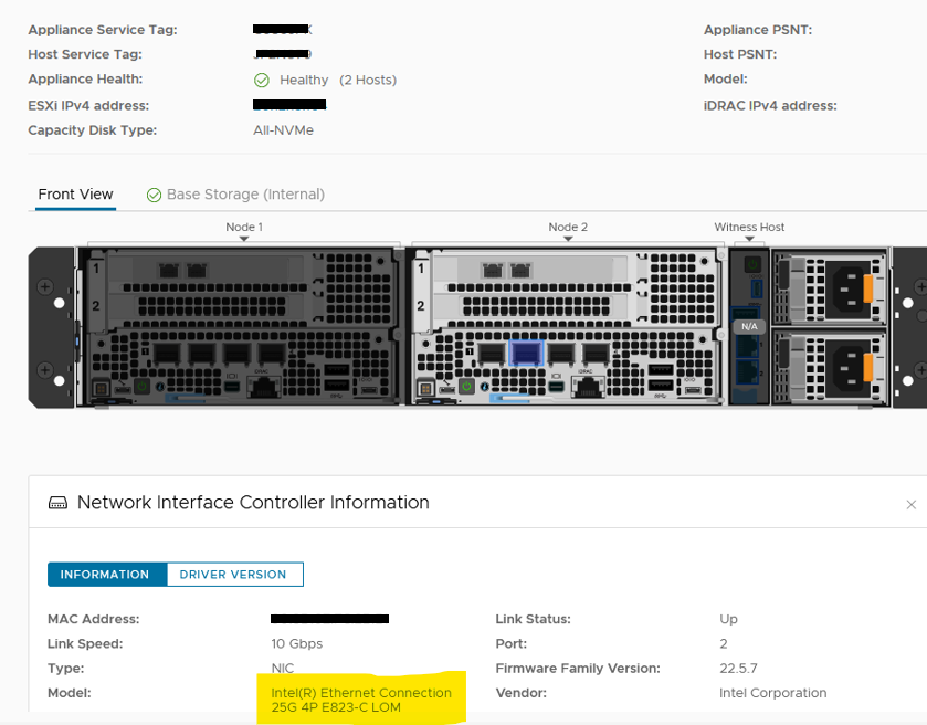 Dell VxRail: Physical view shows incorrect model name for Intel E823-C ...