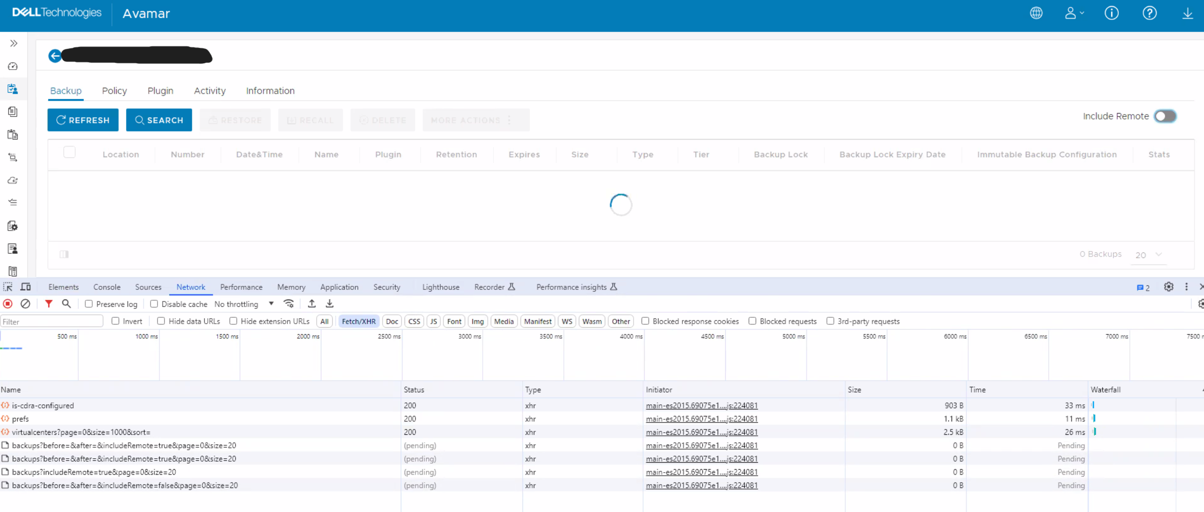 Avamar 19.10 - バックアップ リストに時間がかかる | Dell 日本