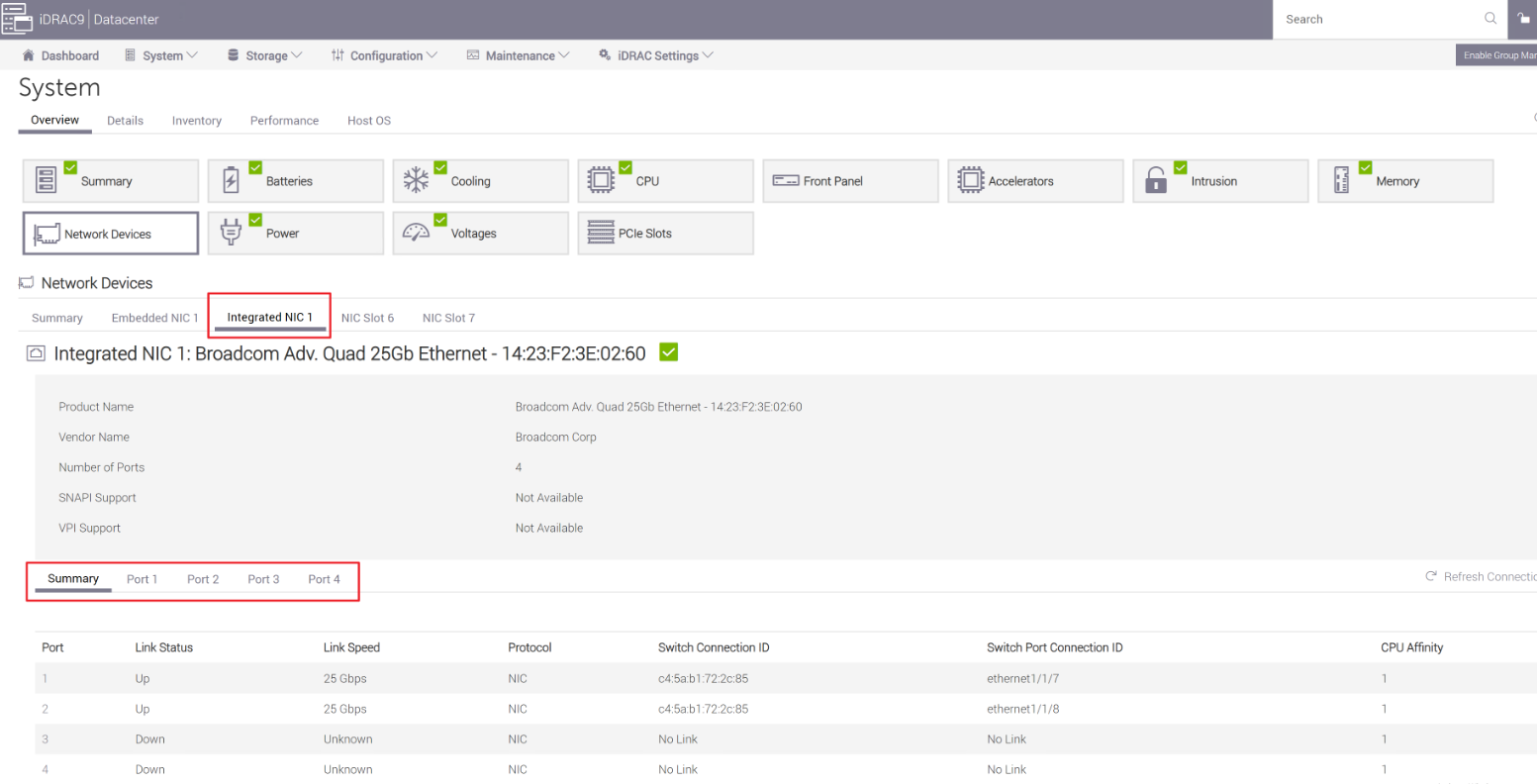 Dell VxRail: VS-760 node Quad Port NIC shows as Dual Port NIC on node ...