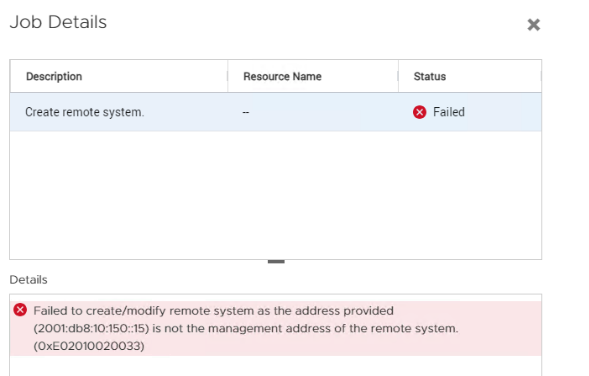PowerStore: Unable to add Remote PowerStore System with an IPv6 address | Dell US