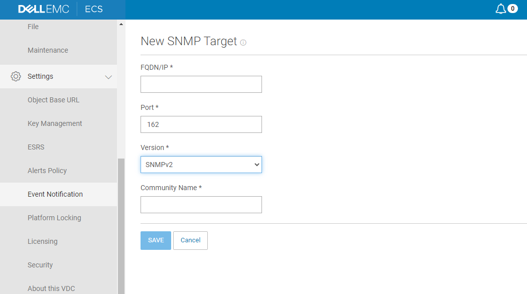 ECS: How to edit the SNMP server version in ECS | Dell Egypt