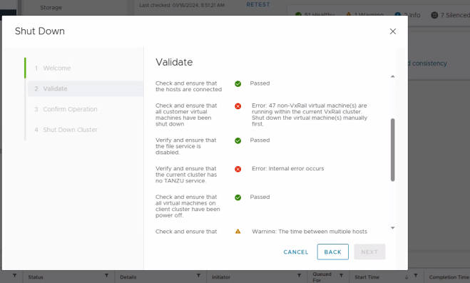 VxRail Shutdown Fails at Validation | Dell US
