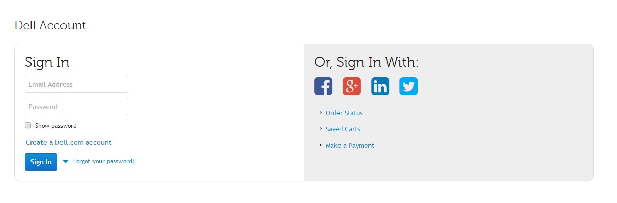 Dell Registration Page