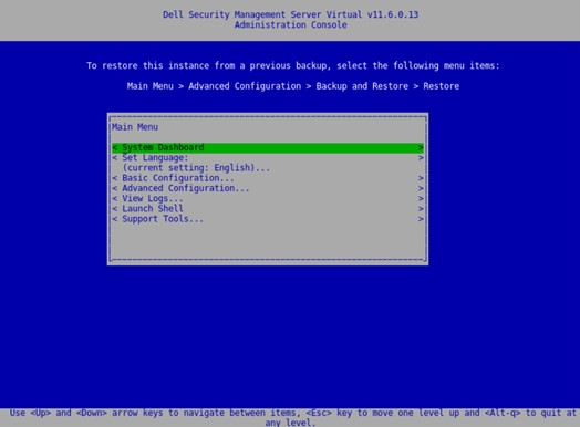 Dell Security Management Server Virtual Administration Console May be ...