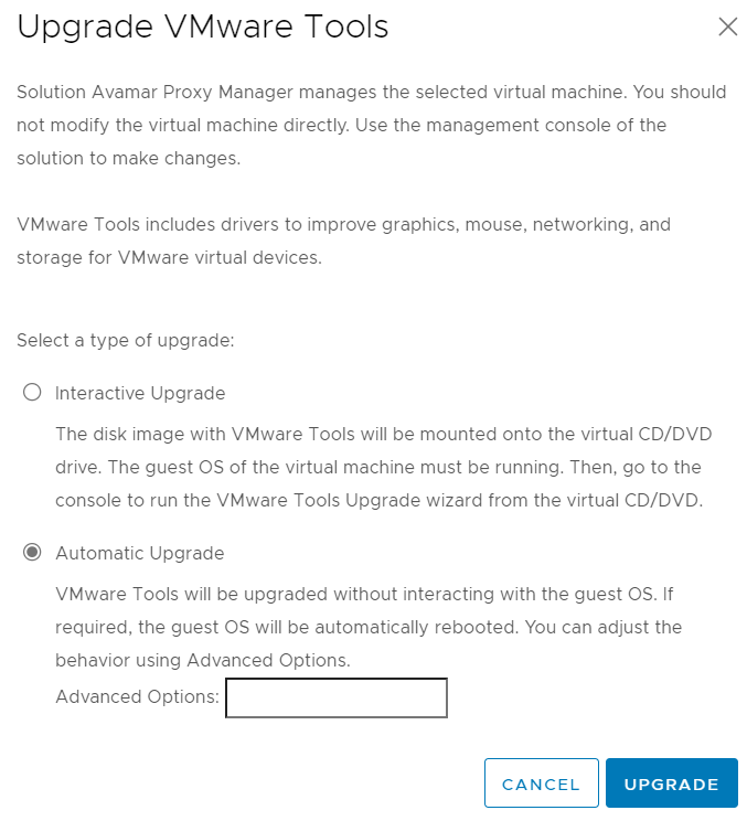 Avamar How To Upgrade Vmware Tools On Avamar Proxy Dell Canada 