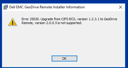 ECS: CIFS ECS Sürüm 1.x.x, CIFS ECS GeoDrive 2.x.x'e yükseltilamaz ...
