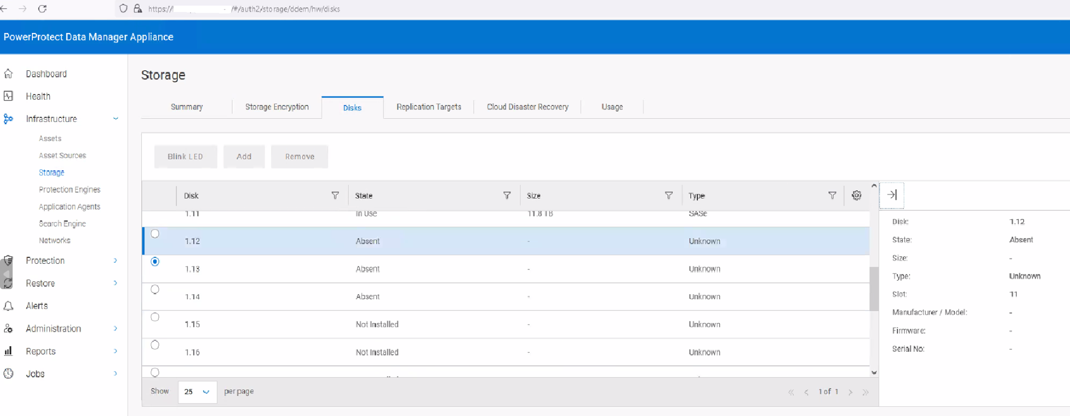 PowerProtect DM5500 - 디스크 1.12, 1.13 및 1.14가 Absent로 보고됨 | Dell 대한민국