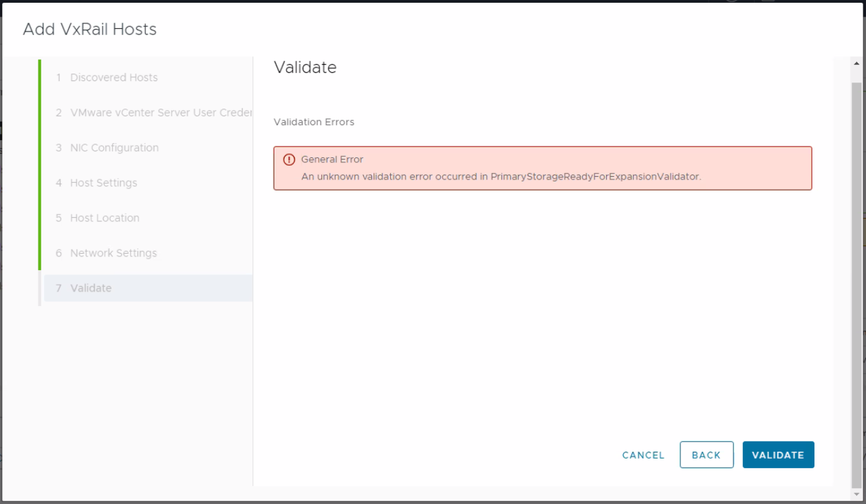 Dell VxRail: Node Expansion Fails on Validation with the Error ...