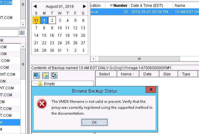 Avamar: FLR with Data Domain fails with the message "The VMDK filename is not valid or present ...