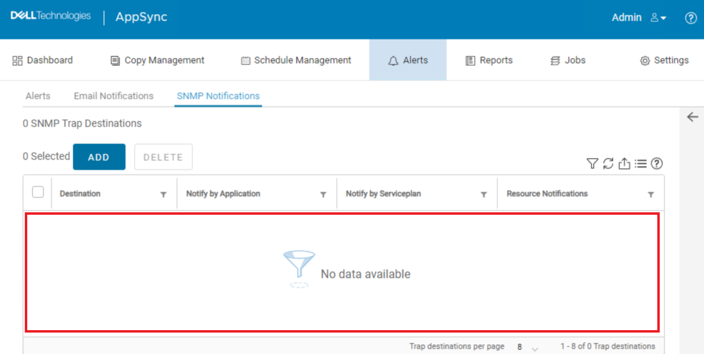 AppSync: 알림을 전송할 SNMP를 구성할 수 없음 | Dell 대한민국