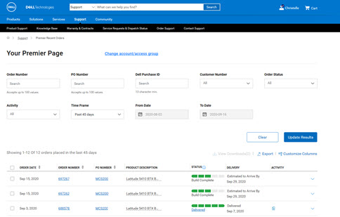 Premier: eSupport - Order Status | Dell US