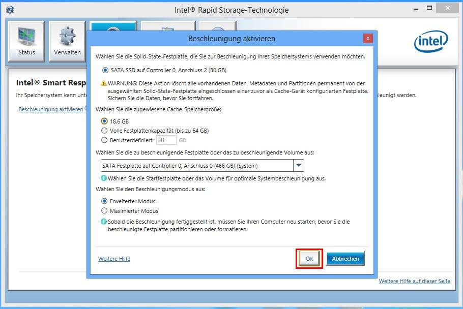 Aktivierung der Intel Smart Response Technologie | Dell Deutschland