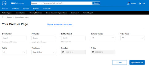Premier: eSupport - Order Status | Dell US