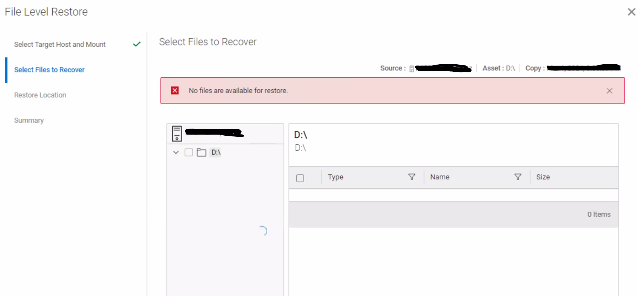 PowerProtect: FLR browse fails with "No Files are available for restore" | Dell India