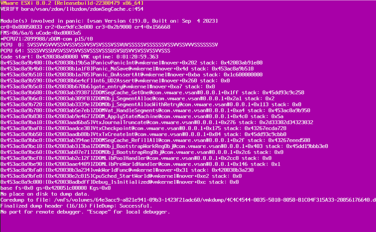 VSAN ESA 8.0U2 Host PSOD | Dell US