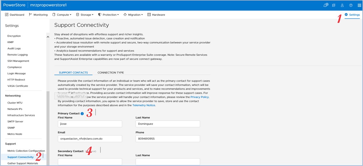 PowerStore: How to add or change contacts for support alerts coming to Dell | Dell Guam