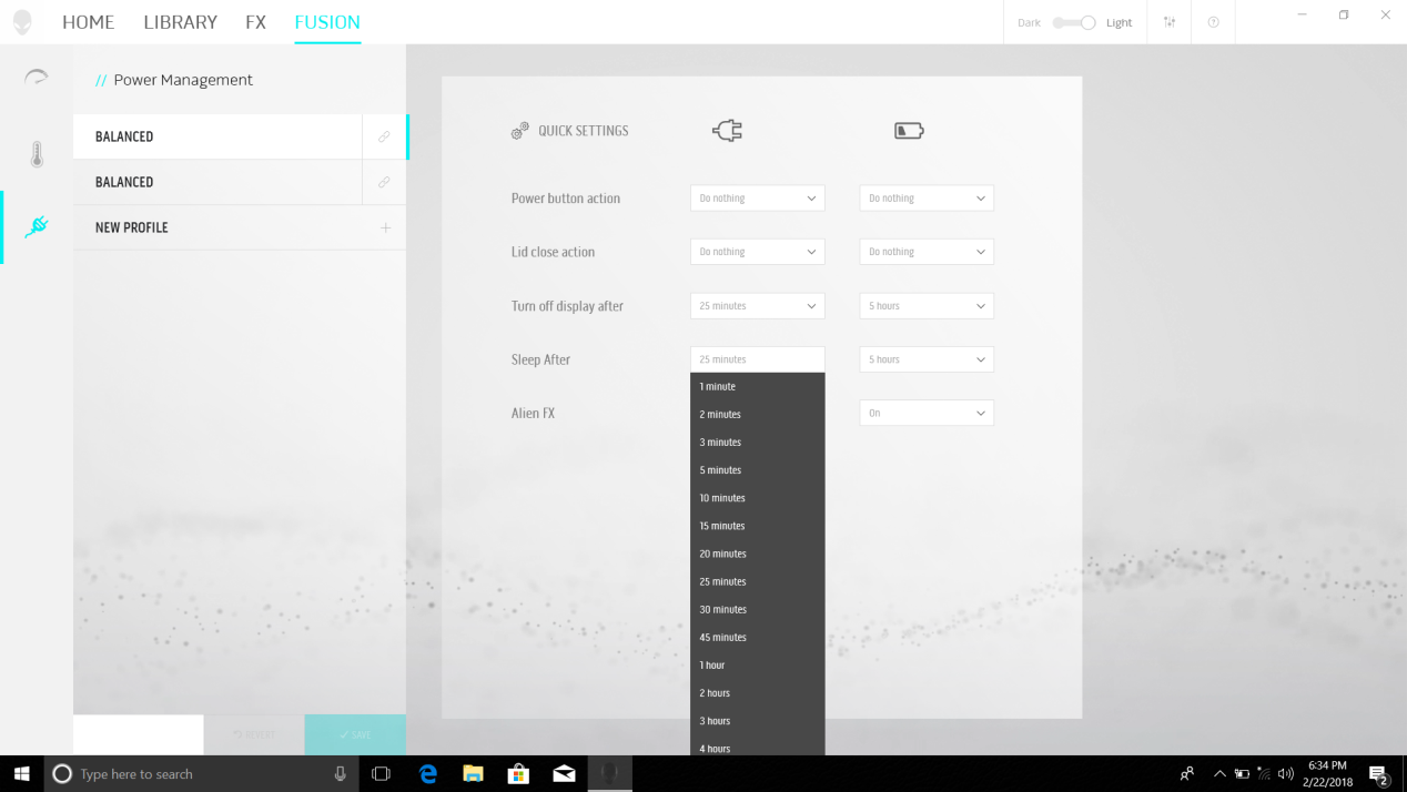 Alienware 15 R4および17 R5のAlienware Command Centerで[スリープ]を[なし]に設定した後に変更でき ...