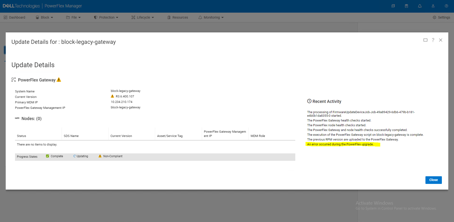 PowerFlex: Failure to import v3.6 PowerFlex to PowerFlex Manager ...