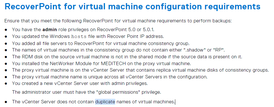 Networker Module For Meditech Backups Fail If There Are Vms Having A Duplicate Name In Vcenter
